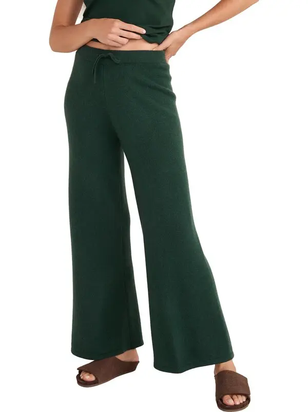 HAVEN WELL WITHIN Cashmere Wide Leg Pants - Hunter Hthr
