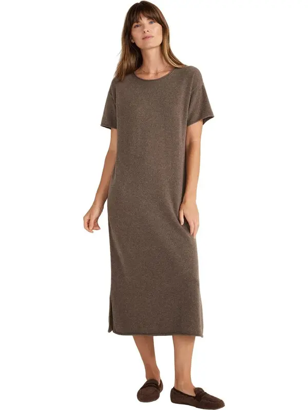 HAVEN WELL WITHIN Cashmere T-shirt Dress - Driftwood Hthr