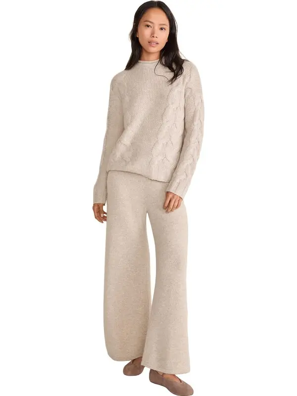 HAVEN WELL WITHIN Cashmere Cable Roll Neck Sweater - Mesa Hthr