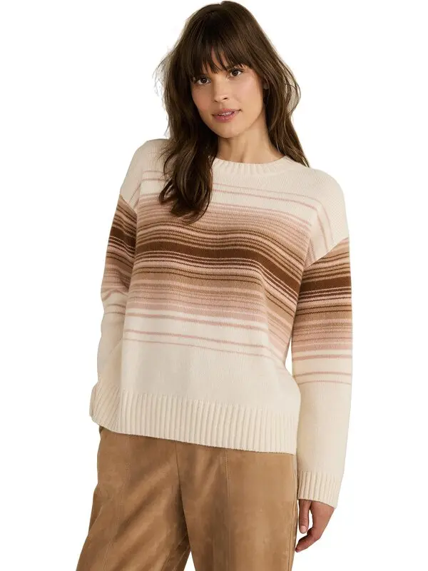 HAVEN WELL WITHIN Cashmere Ombré Stripe Crewneck Sweater - Neutral Combo
