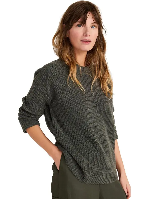 HAVEN WELL WITHIN Cashmere Shaker Stitch Crewneck Sweater - Cypress Hthr