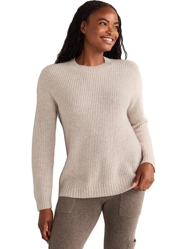 HAVEN WELL WITHIN Cashmere Shaker Stitch Crewneck Sweater - Mesa Hthr