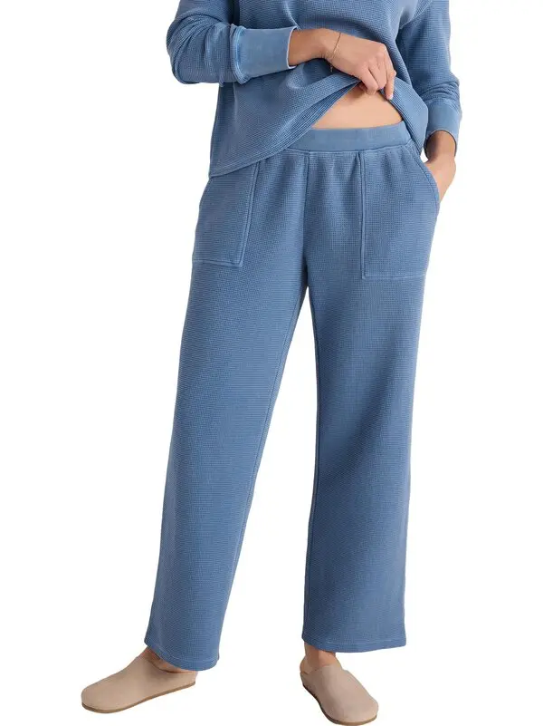 HAVEN WELL WITHIN Organic Cotton Waffle Straight Leg Pants - Garment Dye Lake