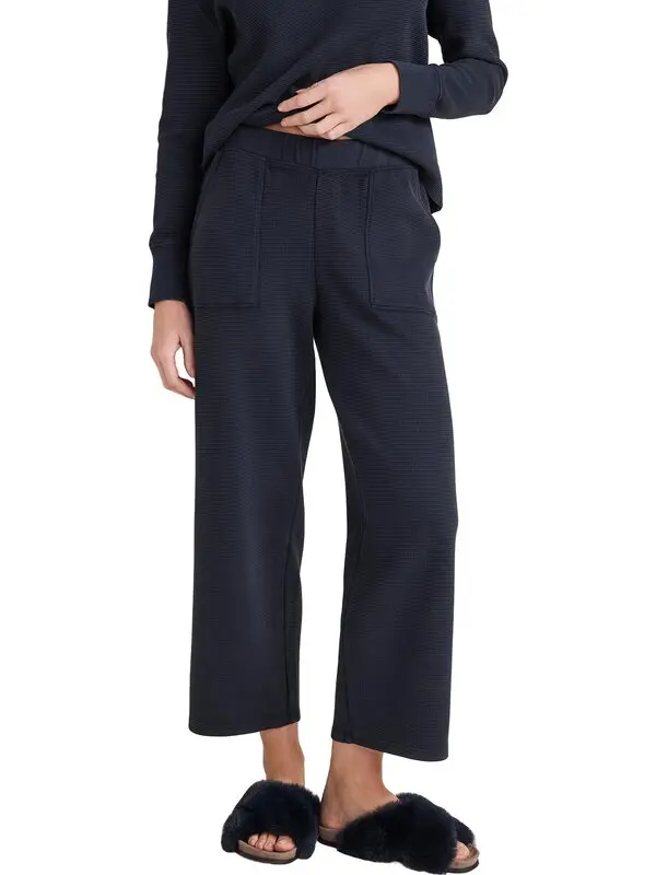 HAVEN WELL WITHIN Organic Cotton Waffle Straight Leg Pants - Garment Dye Nightfall