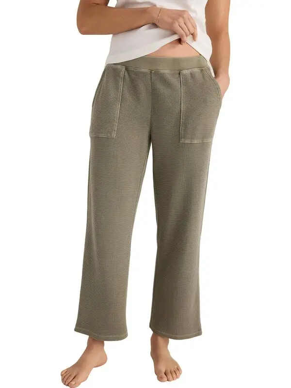 HAVEN WELL WITHIN Organic Cotton Waffle Straight Leg Pants - Garment Dye Vetiver