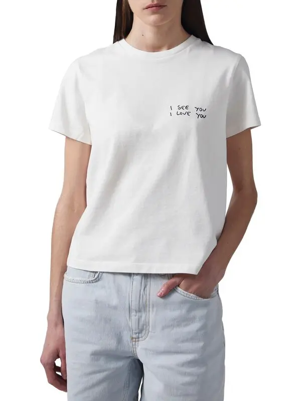 ANINE BING Shelley "i See You I Love You" Baby Tee - Light Yellow
