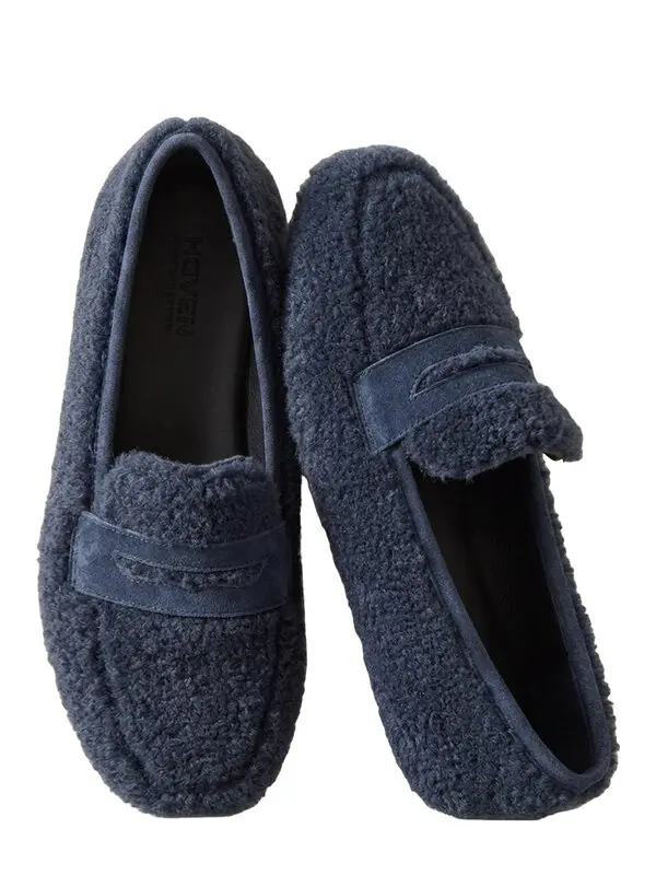 HAVEN WELL WITHIN Sherpa And Leather Moccasins - Nightfall