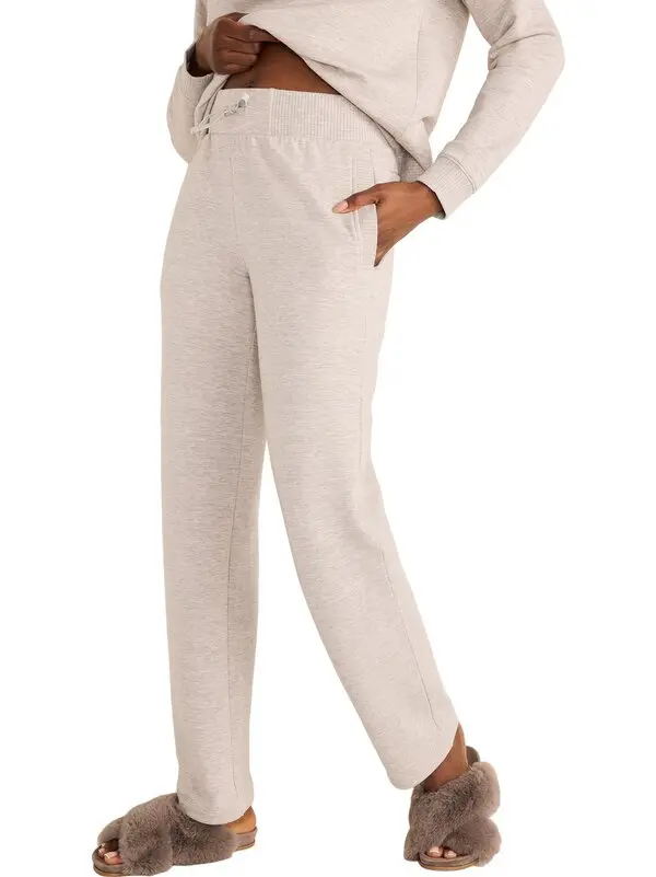 HAVEN WELL WITHIN Fleece Straight Leg Pants - Taupe Heather