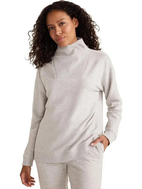 HAVEN WELL WITHIN Fleece Crossover Sweatshirt - Frost Hthr