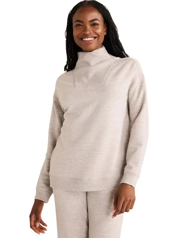 HAVEN WELL WITHIN Fleece Crossover Sweatshirt - Taupe Heather