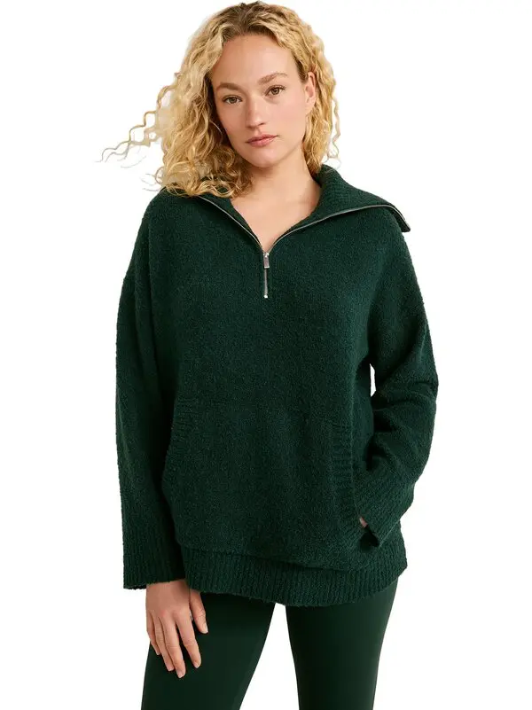 HAVEN WELL WITHIN Boucle Half Zip Pullover - Hunter