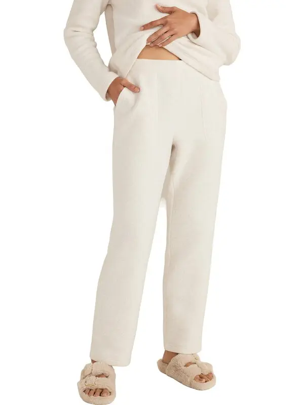 HAVEN WELL WITHIN Comfort Fleece Tapered Pants - Cafe Latte Heather