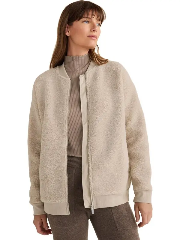 HAVEN WELL WITHIN Sherpa Bomber Jacket - Light Ash