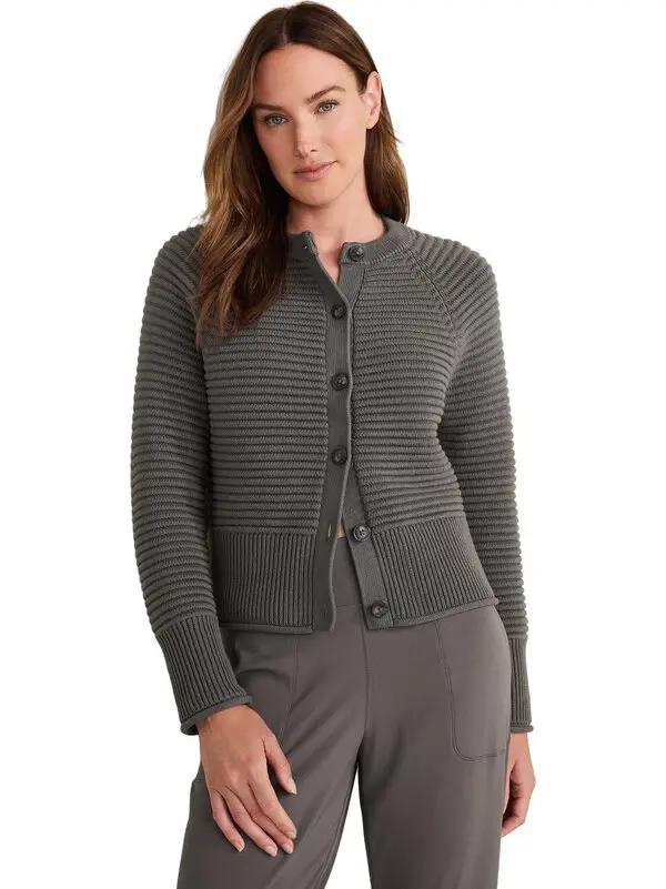 HAVEN WELL WITHIN Organic Cotton Horizontal Stitch Cardigan - Rainfall