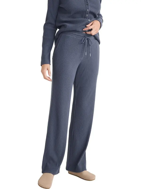 HAVEN WELL WITHIN Ottoman Rib Straight Leg Pants - North Sea