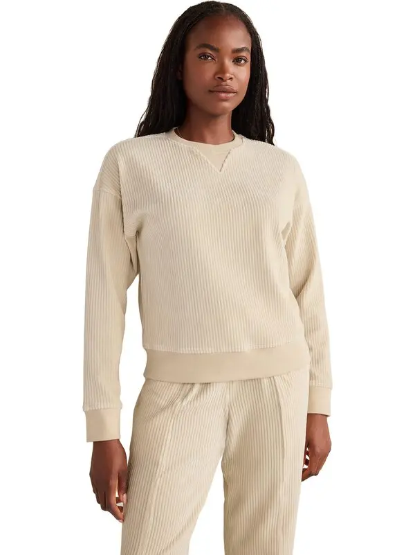 HAVEN WELL WITHIN Corded Velour Crewneck Pullover - Chantrelle