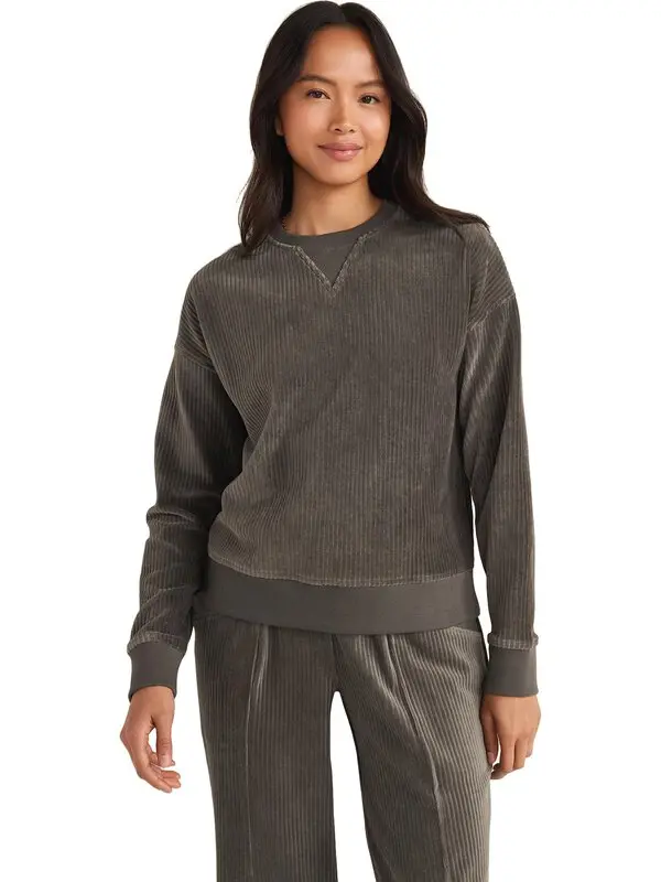 HAVEN WELL WITHIN Corded Velour Crewneck Pullover - Rainfall