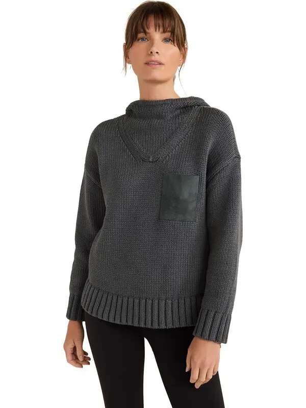 HAVEN WELL WITHIN Cotton Blend Pocket Hoodie - Baltic Sea