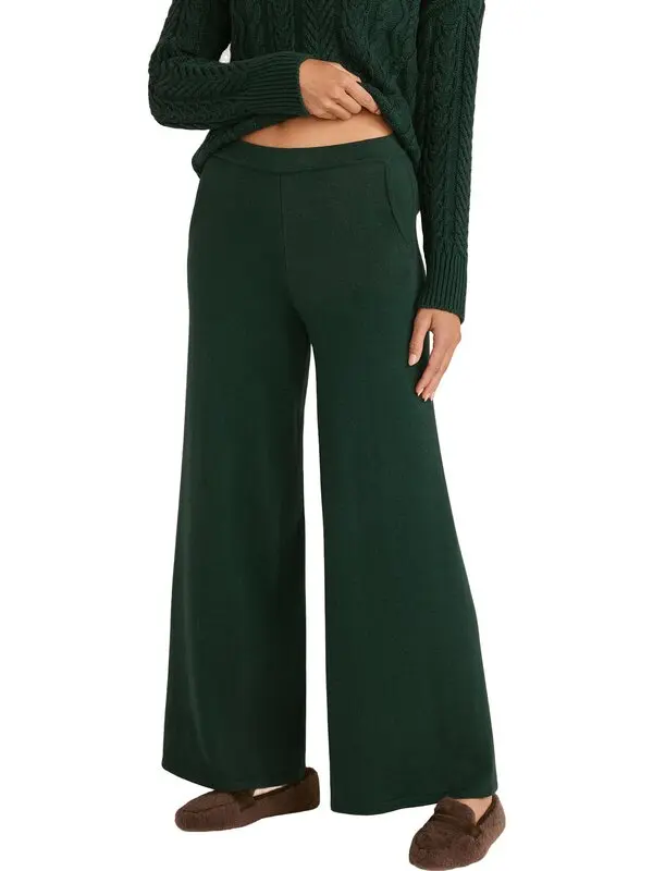 HAVEN WELL WITHIN Organic Cotton Wide Leg Pants - Hunter