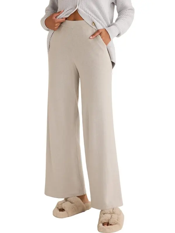 HAVEN WELL WITHIN Organic Cotton Wide Leg Pants - Oyster Shell