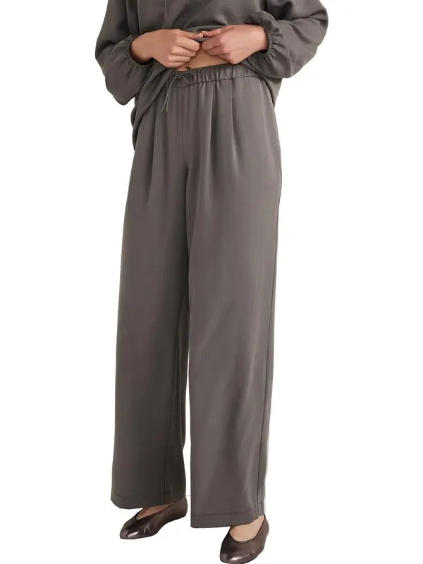 HAVEN WELL WITHIN Washed Pleated Straight Leg Pants - Rainfall