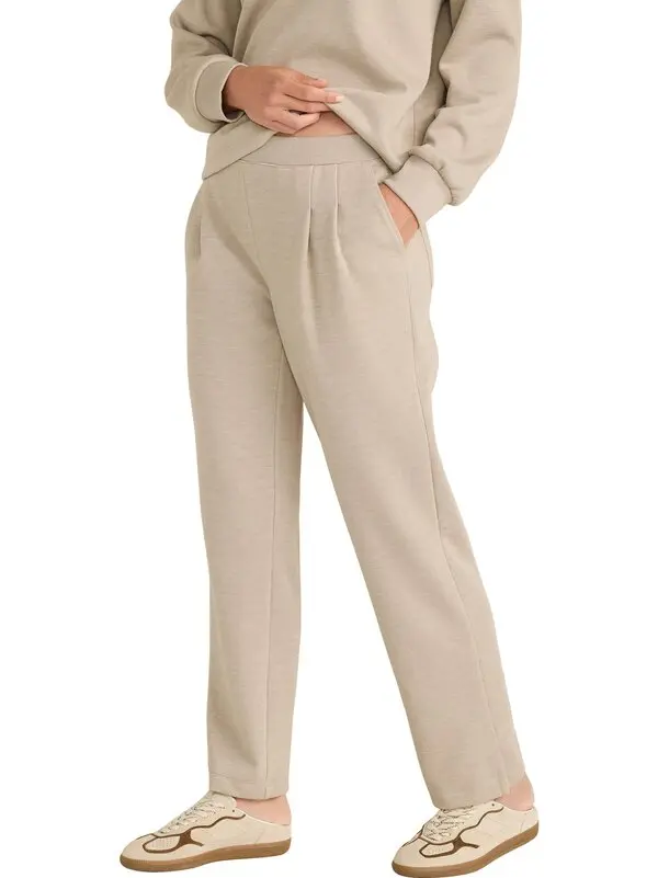 HAVEN WELL WITHIN Double Knit Pleated Pants - Pure Taupe