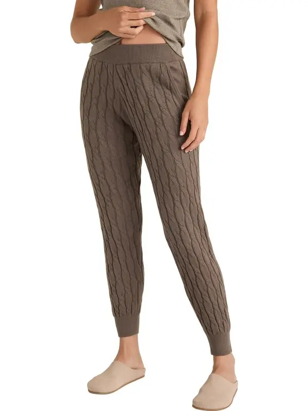 HAVEN WELL WITHIN Organic Cotton Cashmere Cable Joggers - Slate Brown