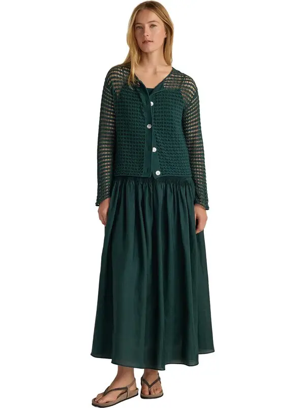 HAVEN WELL WITHIN Organic Cotton Pointelle Cardigan - Deep Turquoise