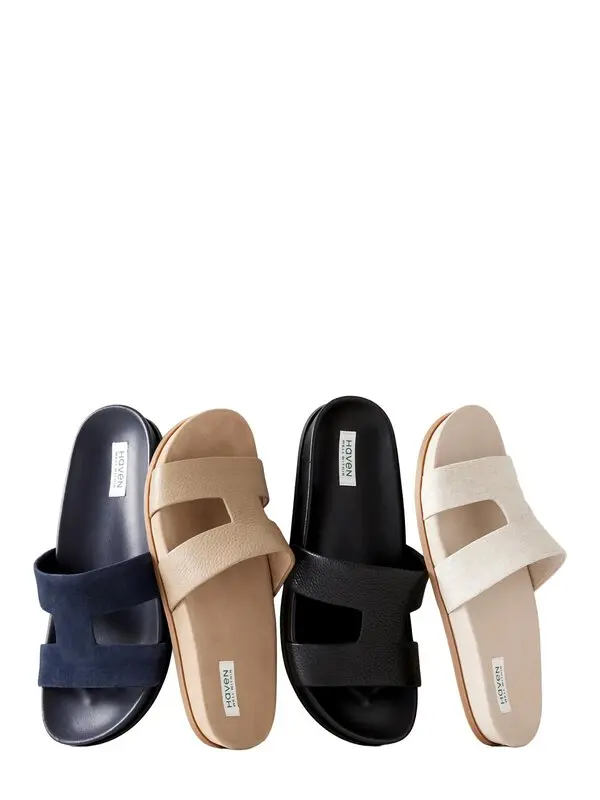 HAVEN WELL WITHIN Suede Cutout Slides - Navy