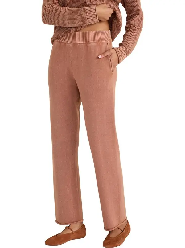 HAVEN WELL WITHIN Cotton Kick Flare Pants - Garment Dye Smoke Rose