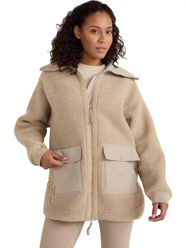 HAVEN WELL WITHIN Sherpa Oversized Zip-up Jacket - Pure Taupe