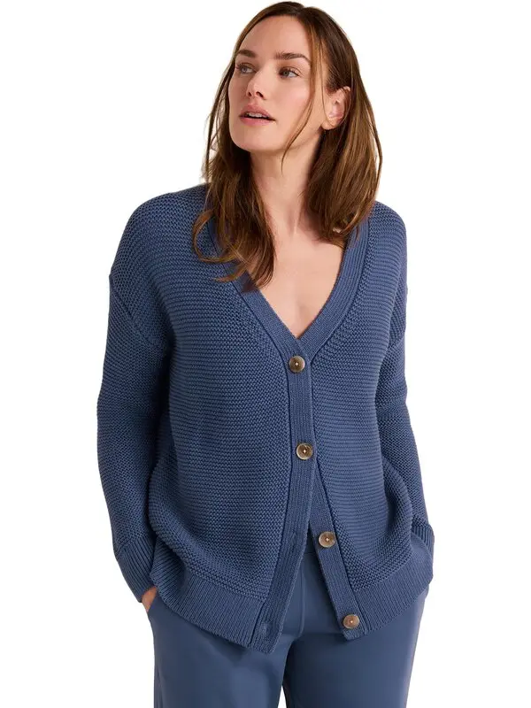 HAVEN WELL WITHIN Organic Cotton Link Stitch Cardigan - North Sea