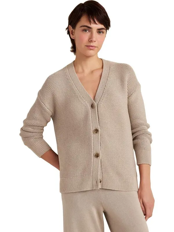 HAVEN WELL WITHIN Organic Cotton Link Stitch Cardigan - Pure Taupe