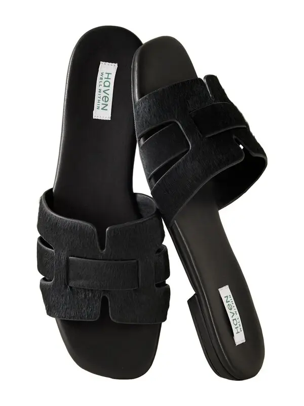HAVEN WELL WITHIN Calfhair Woven Sandals - Black