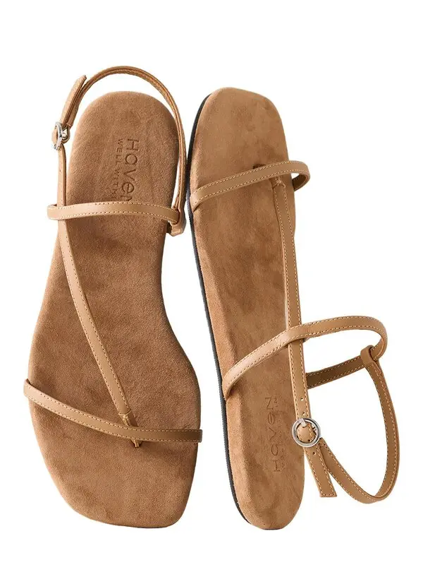 HAVEN WELL WITHIN Leather T-strap Sandals With Ankle Strap And Wedge - Gunmetal