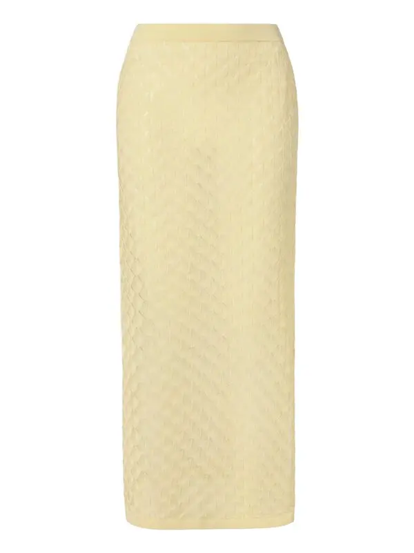 MALINA Fannie Pointelle Knitted Maxi Skirt - Light Yellow