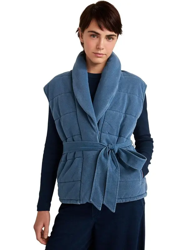 HAVEN WELL WITHIN Indigo Cotton Terry Quilted Vest - Med Indigo Wash