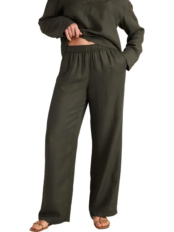 HAVEN WELL WITHIN Viscose Linen Wide Leg Pants - Cypress