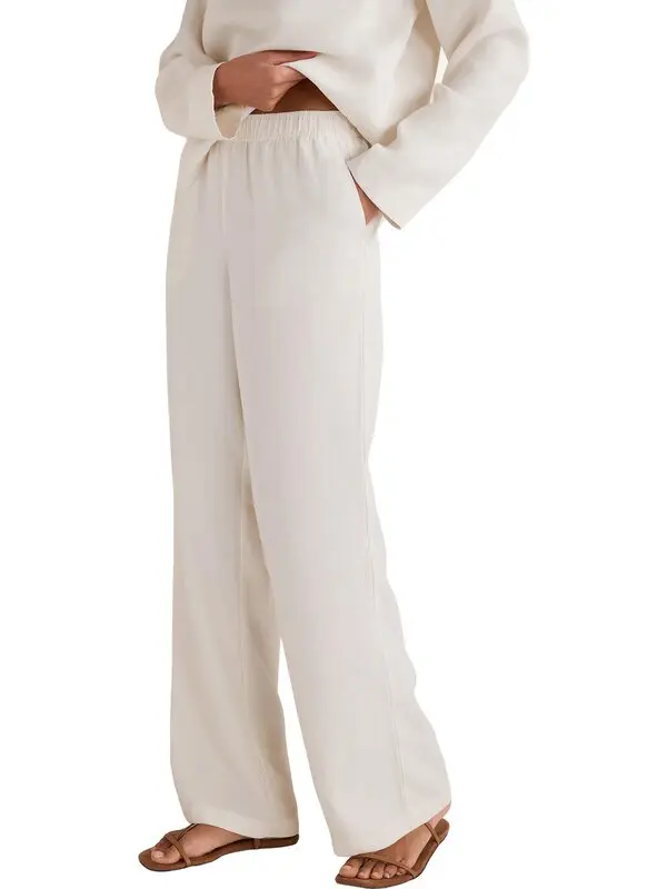HAVEN WELL WITHIN Viscose Linen Wide Leg Pants - Ivory