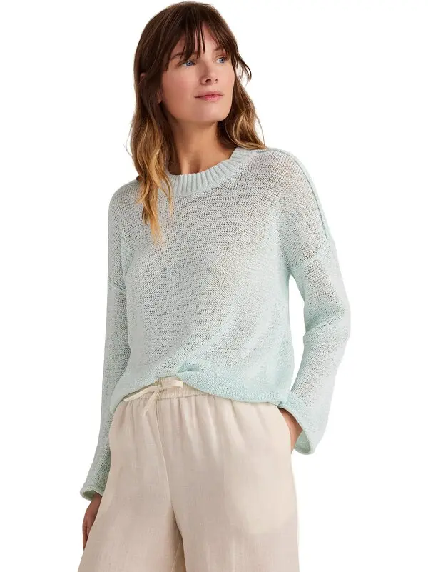 HAVEN WELL WITHIN Linen Tape Yarn Crewneck - Sea Glass