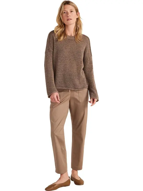 HAVEN WELL WITHIN Linen Tape Yarn Crewneck - Sugar Chestnut