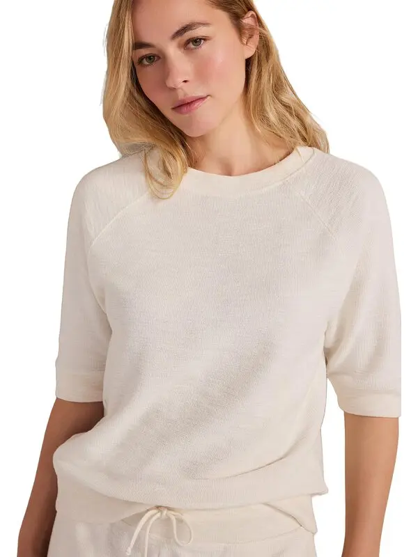 HAVEN WELL WITHIN Organic Cotton Blend Jacquard Raglan T-shirt - Ivory