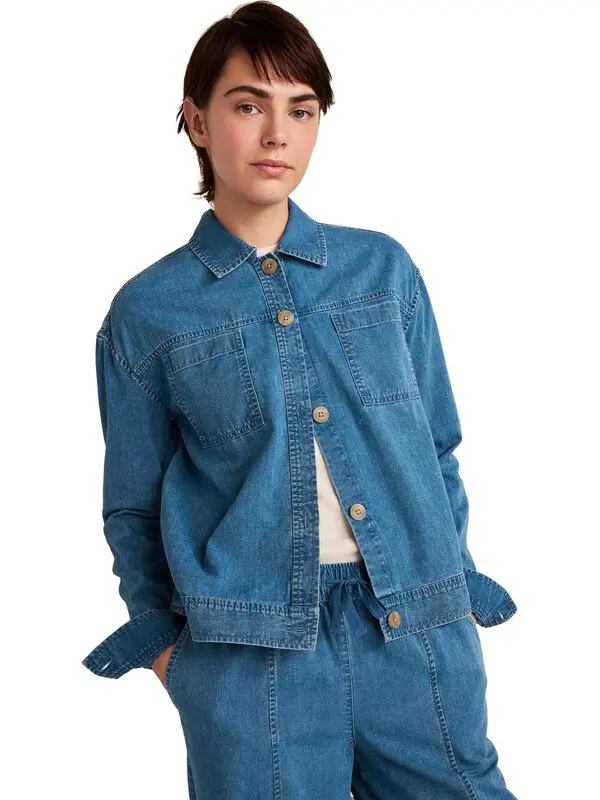 HAVEN WELL WITHIN Organic Cotton Denim Boxy Jacket - Indigo Wash