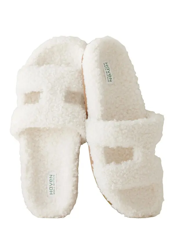 HAVEN WELL WITHIN Curly Sherpa Cutout Slides - Ivory