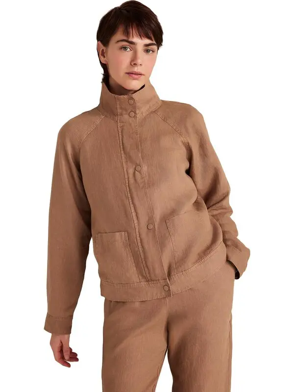 HAVEN WELL WITHIN Everweave Linen Zip-up Jacket - Acorn