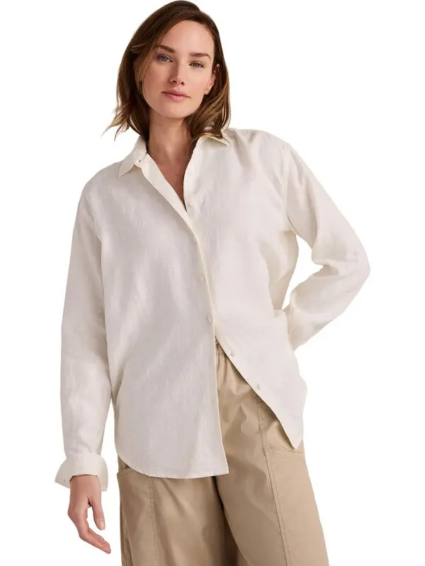 HAVEN WELL WITHIN The Daily Shirt In Everweave Linen - Ivory