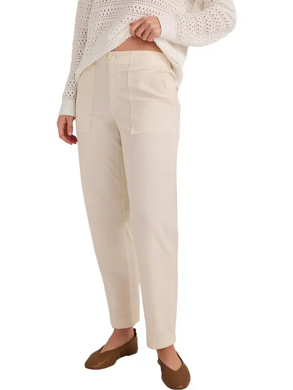 HAVEN WELL WITHIN Organic Cotton Twill Slim Barrel Leg Pants - Sandstone