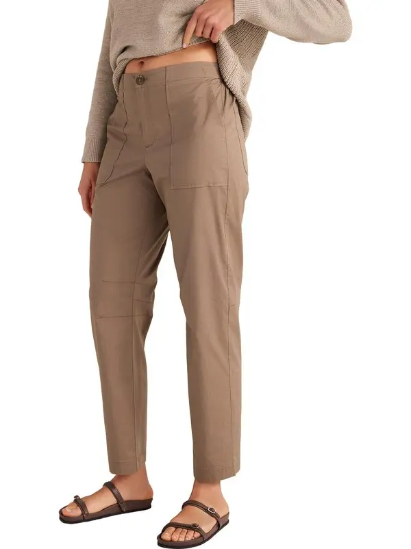 HAVEN WELL WITHIN Organic Cotton Twill Slim Barrel Leg Pants - Sugar Chestnut
