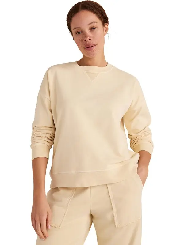 HAVEN WELL WITHIN Garment-dyed Organic Cotton Terry Crewneck - Garment Dye Corn Stalk