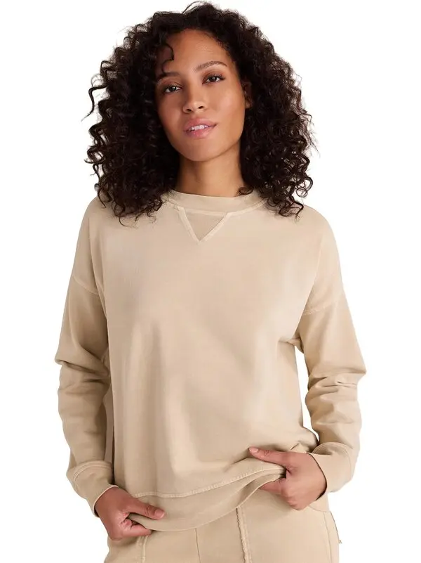 HAVEN WELL WITHIN Garment-dyed Organic Cotton Terry Crewneck - Garment Dye Willow Bark